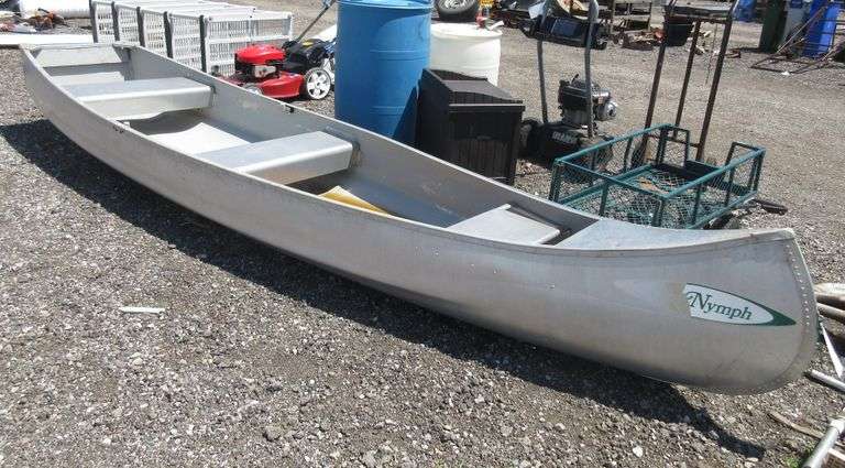 Sea Nymph Square Back Canoe, Model 14C, rated for 665 lbs, 3 HP motor ...