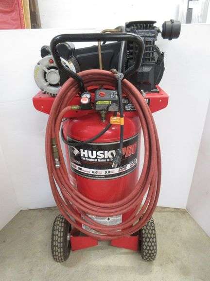 Husky Pro Air compressor with hose and attachment, 5 HP, 26-Gallons, in ...