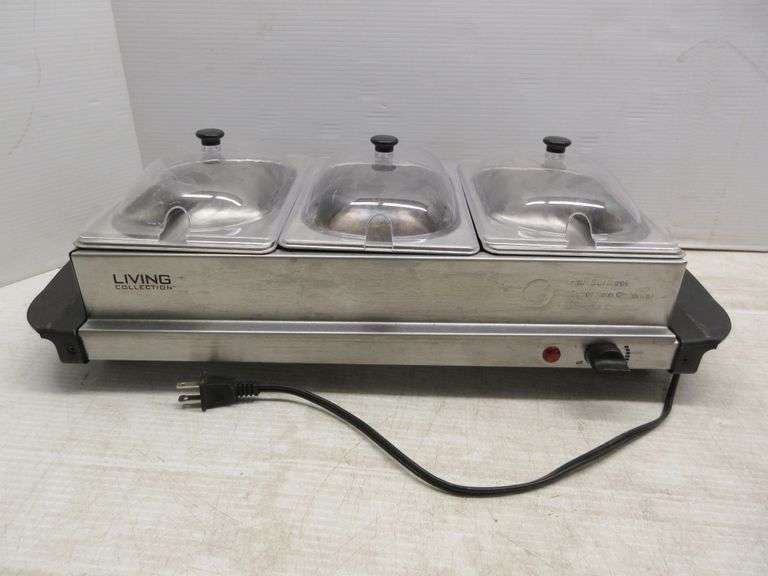 Three-station buffet server with warming tray by Living Collection, 22 ...