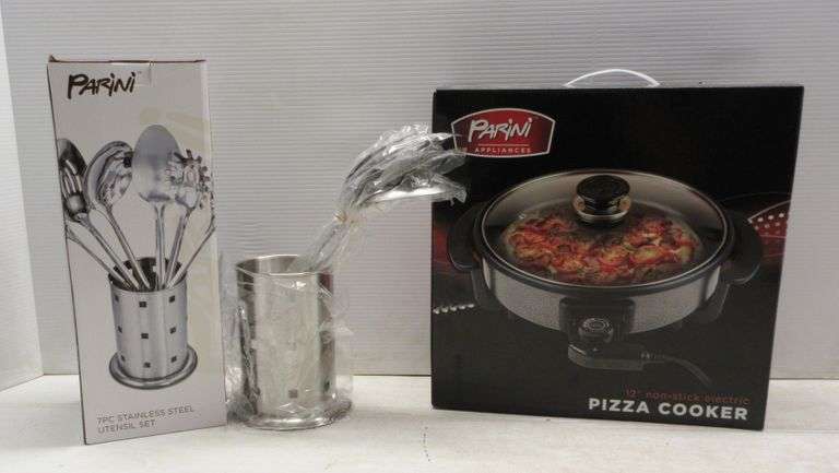 Parini pizza cooker and parini seven-piece stainless steel utensil set ...