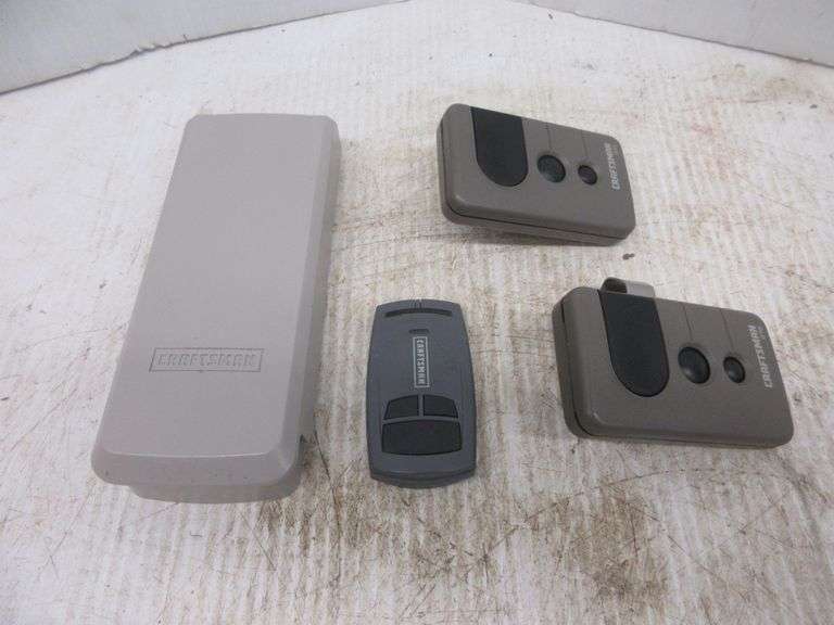 (4) Craftsman garage door opener remotes: 1- Keypad remote model 139. ...