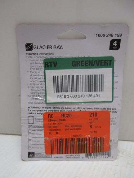 Four-Pack of Glacier bay mirror mounting spring loaded clips - Albrecht ...