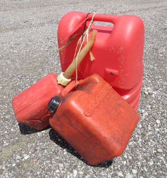 (3) Gas cans, include: 2- Gallon, 4- Gallon, and 8-Gallon boat tank ...