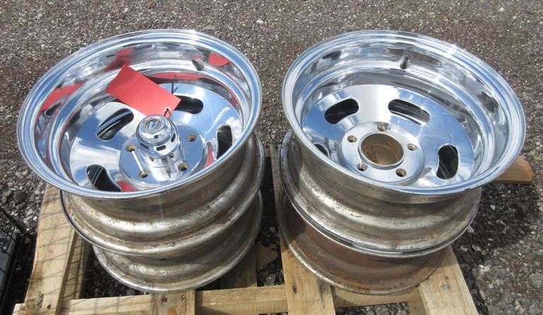 (4) Old school 14" chrome reverse wheels from 1968, multiple bolt ...