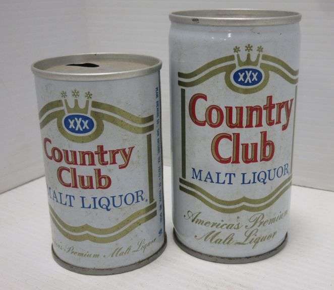 (2) Country club malt liquor cans, both empty - Albrecht Auction Service