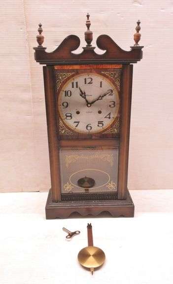 Alaron 31-day wind up clock, includes pendulum wind up key, 12"W x 22"H ...