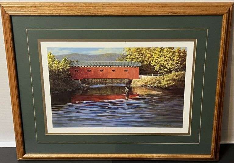 Large Paco Young hand signed "Battenkill Evening" art print, no. 35/500 ...