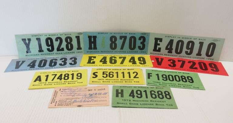 (10) Vintage Michigan backtags, include: two- 1960, two- 1961, two ...