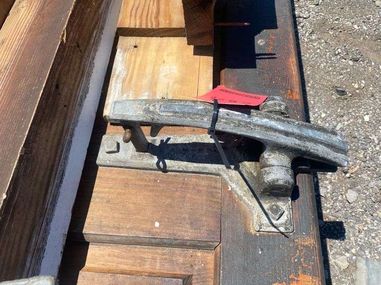 Antique Jamison wood walk-in cooler door with frame and hardware, circa ...