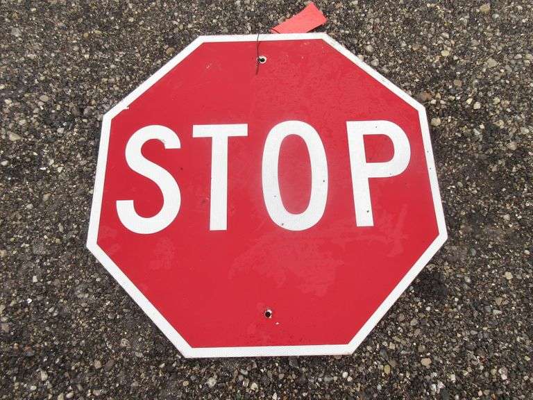 Stop sign, 30" x 30", has wear/scratches - Albrecht Auction Service