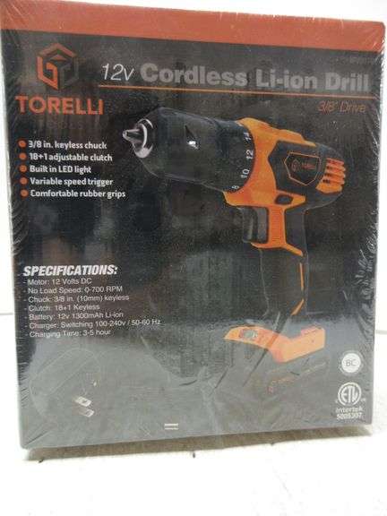 12.5" tool bag; 67-Piece bit set; Torelli cordless Li-on drill 3/8 ...