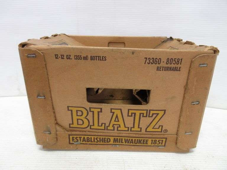 Blatz 12-pack carrier, empty, 12"W x 9 1/2"D x 7 1/2"H, shows age and ...