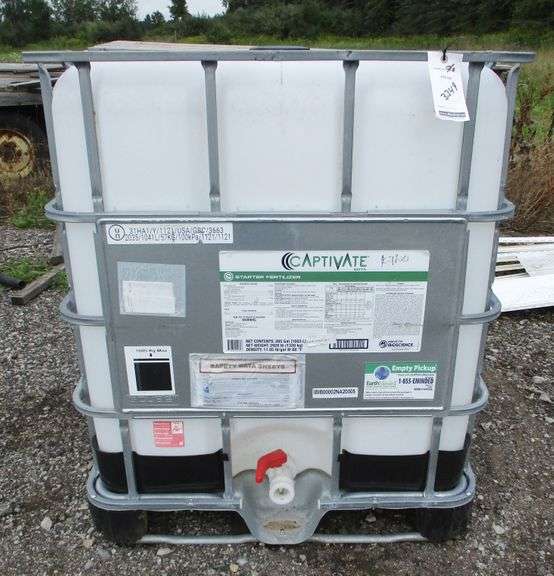 275-Gallon greif Gcube IBC tote, used for liquid fertilizer - Albrecht Auction Service