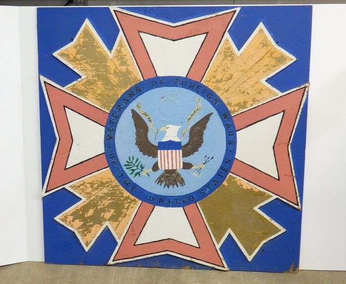 Large wooden VFW sign, hand painted, Veterans of Foreign Wars, 48"W x ...