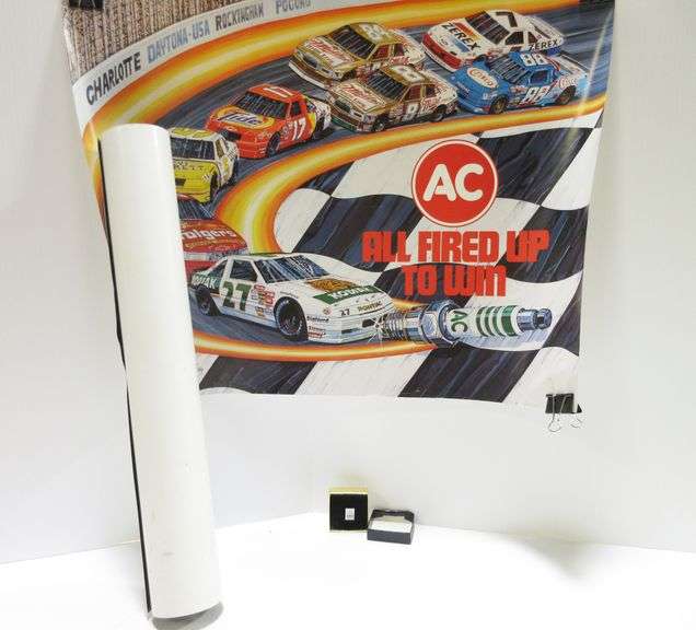 AC Delco rochester GM pin; AC poster, 22" x 17"; Flint art poster ...
