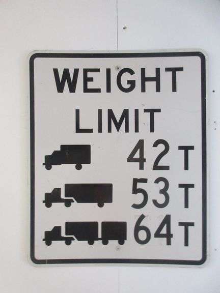 Weight Limit sign, 30"W x 36"H, has wear - Albrecht Auction Service