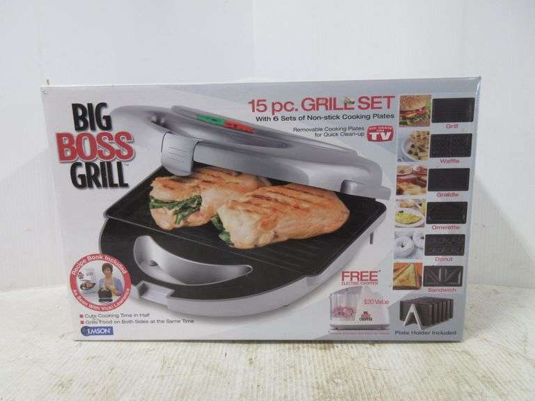15-piece Big Boss grill, used, like new, with 6 sets of non-stick ...