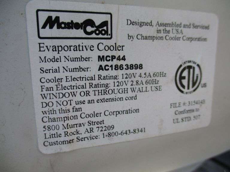 (2) Mastercool evaporative window coolers, cool sup to 1600 sq. ft ...