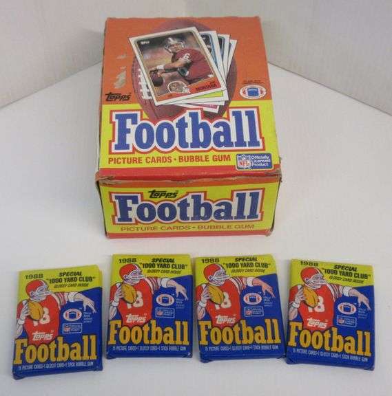 1988 Topps Football Cards, unopened wax box, many valuable card are in ...