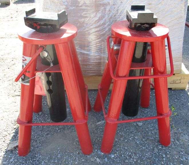 (2) 10-ton extra tall super heavy duty jack stands, 12" x 12" x 22 ...