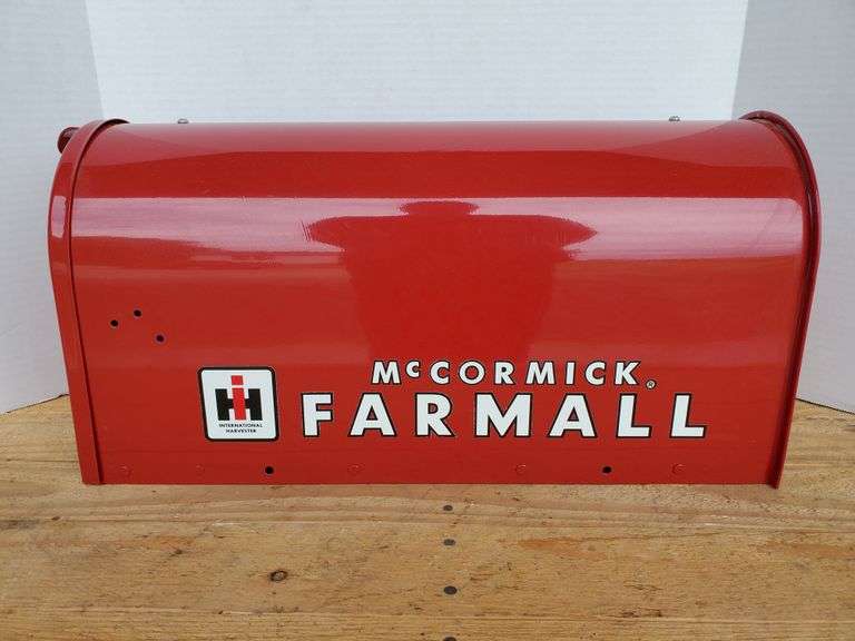 McCormick Farmall Mailbox with 'M' Tractor Mailbox Topper, Box is 8 3/4 ...