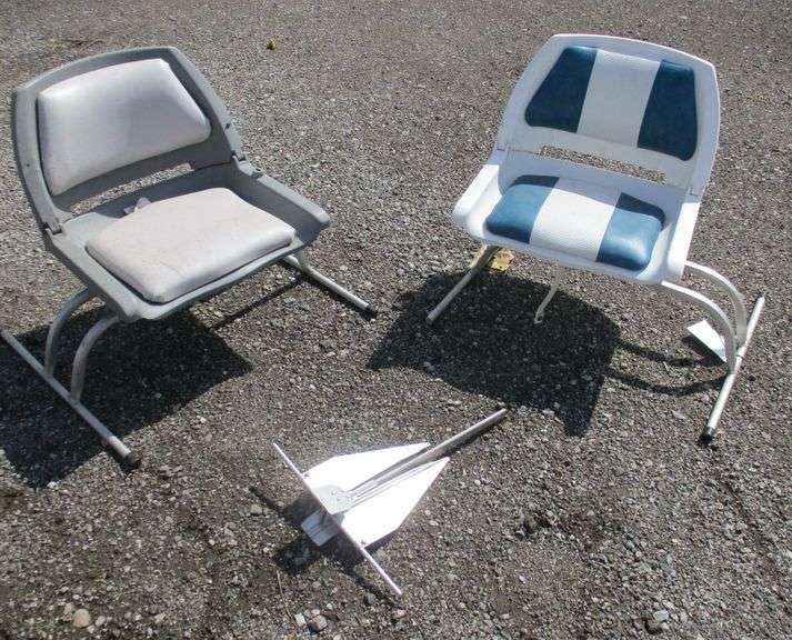 (2) Portable boat seats with adjustable swivels on each side, one ...