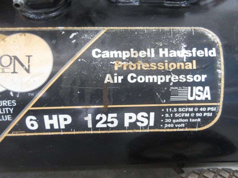 Campbell-Hausfeld 6 HP air compressor, serial no. L5/3/95/00968, model ...