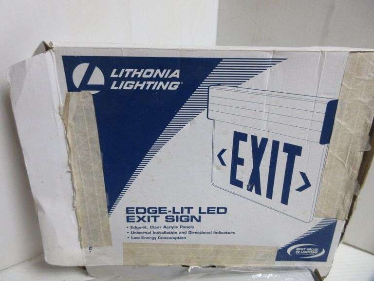 LED "Exit" sign, NIB, lithonia, aluminum, EDG-1RM6, 110V indoor red ...