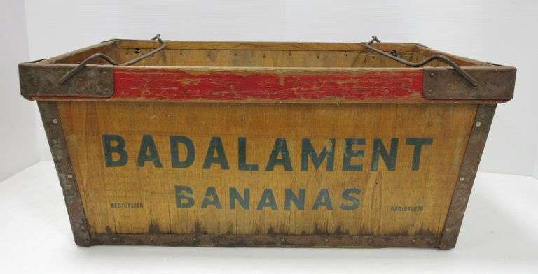 Antique banana box from Badalament Banana Co., wood and steel nesting ...