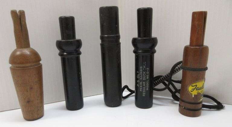 (5) Vintage calls, purchased in the 1970's; (2) Crow calls, includes 1 ...