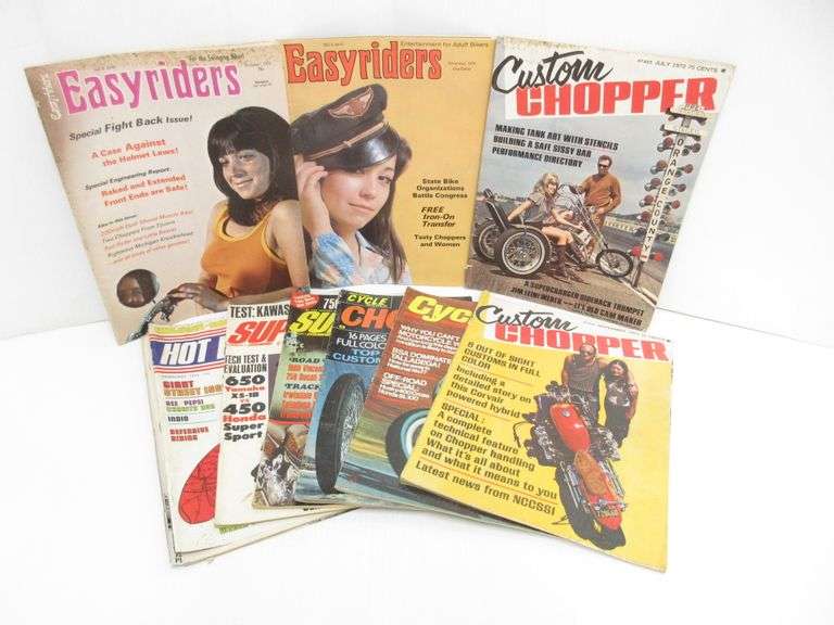 (9) Older motorcycle magazines, all 1970, and 1972, includes easy rider ...
