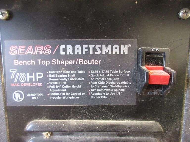 Sears- Craftsman, 7/8 HP, bench top shaper/router on work stand, extra ...