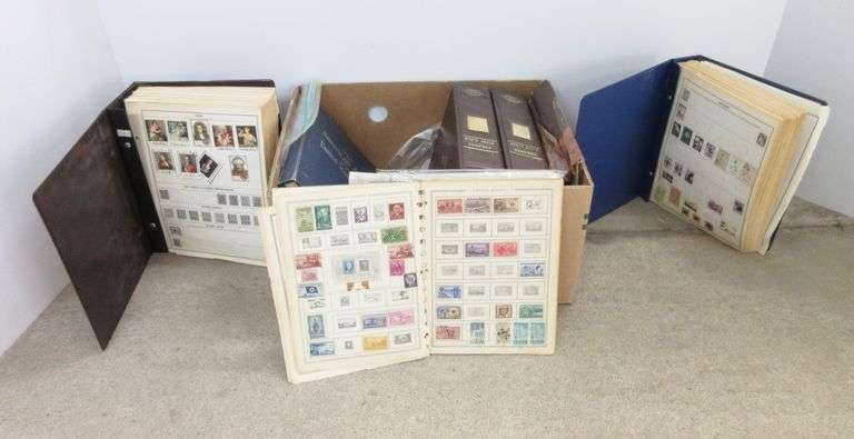 Stamp collection binders, collected over 75 years, many stamps and ...