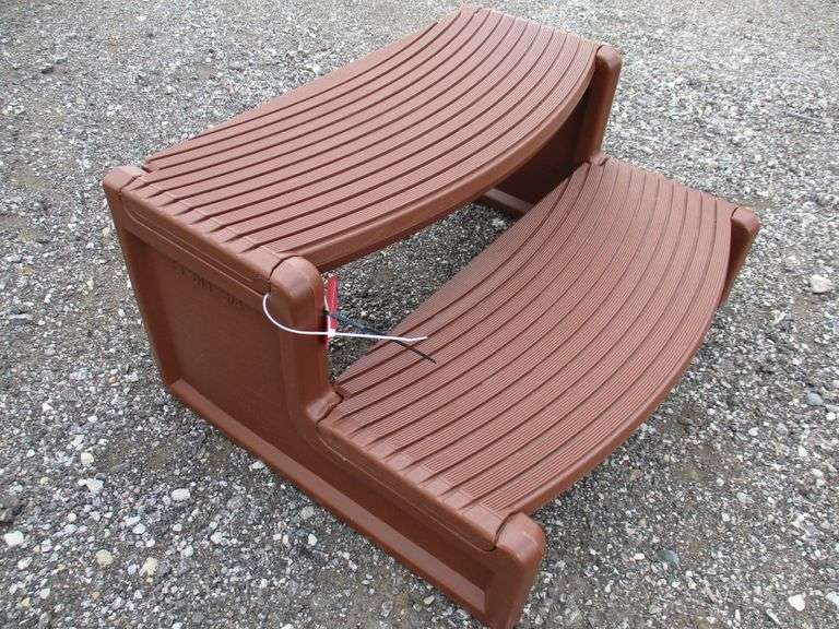 Multiple use plastic stairs with grooves for increased friction/slip ...