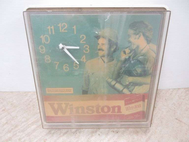"Winston," Cigarette clock, 16" x 16" x 5", tested and lights up, clock ...