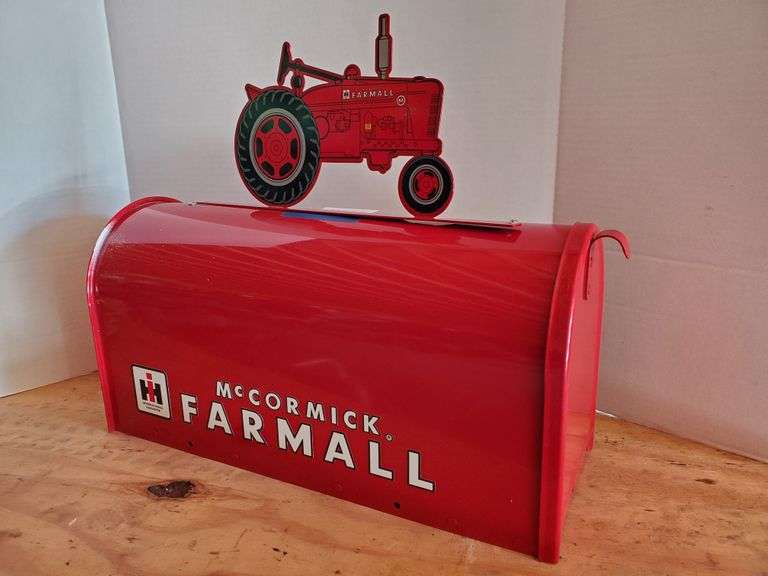 McCormick Farmall Mailbox with 'M' Tractor Mailbox Topper, Box is 8 3/4 ...