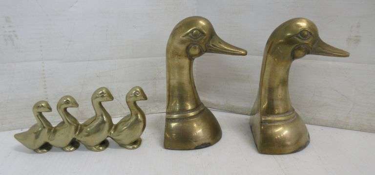 Older duck head brass bookends, MCM Leonard silver Mfg solid brass ...
