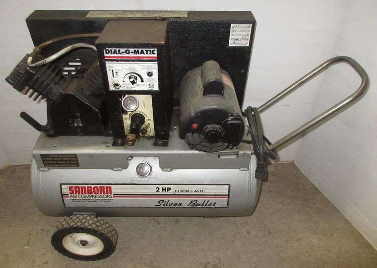 Sanborn silver bullet air compressor, 6.3 SCFM at 40 psi, 2HP, works ...