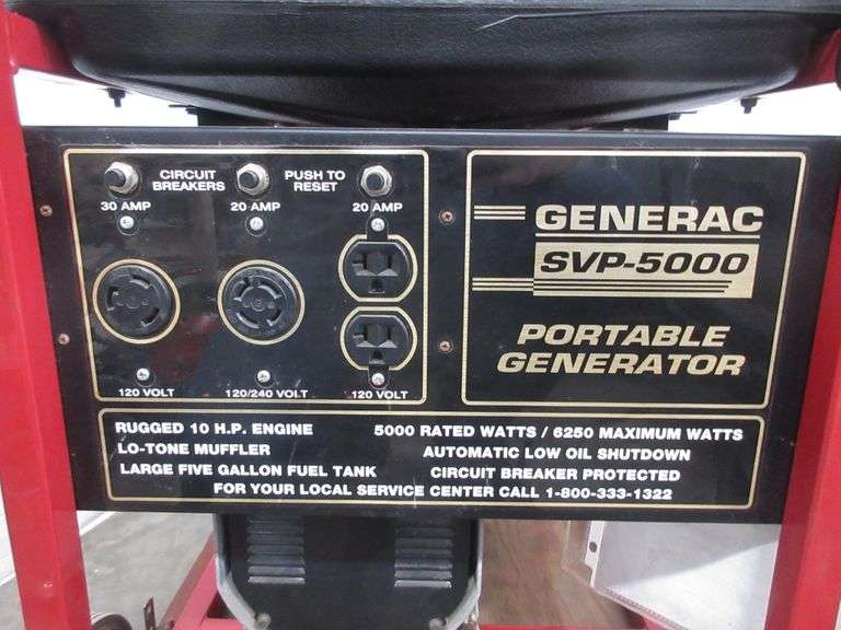 Generac 6250W max generator, 10 HP, 5000W running, runs well and makes ...