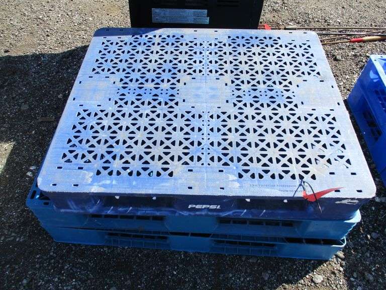 One- 37 1/2" x 42 1/2" plastic pallet, good; Two- 39" x 47" plastic ...