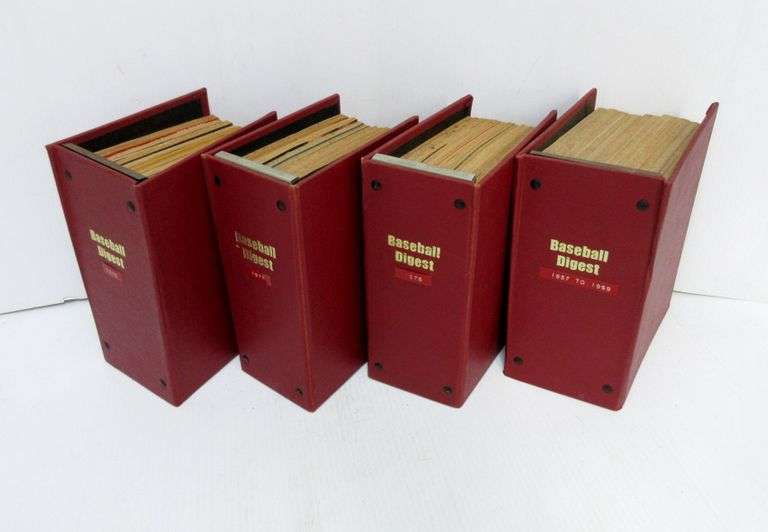(3) Binders filled with vintage Baseball Digest books, complete years ...