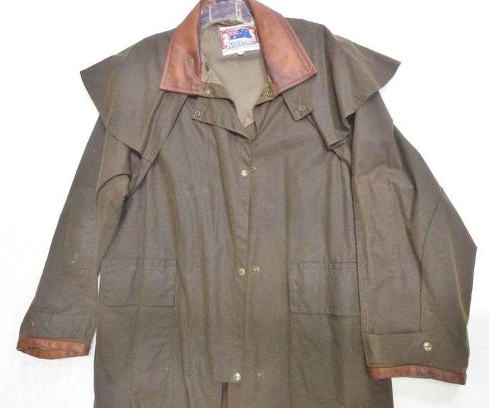 Men's Koolah long coat, raincoat of cotton, finished with cracked wax ...