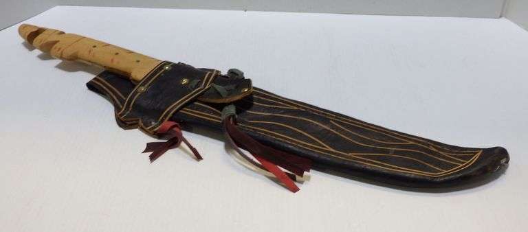 Dominican Republic machete with sheath, 12" blade, 20" overall, very ...