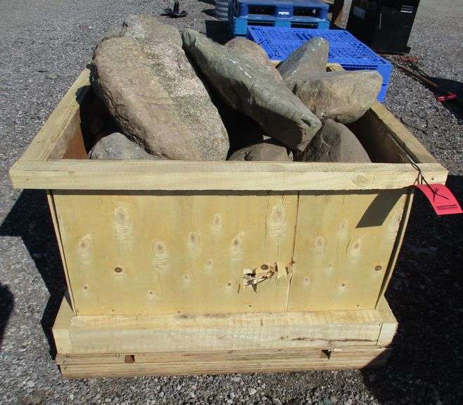 Box of field stones, assorted sizes of landscaping rocks, box- 40" x 40 ...