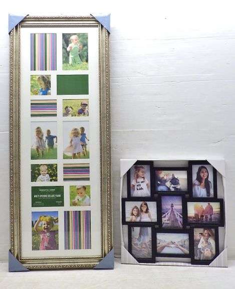 (2) Multi opening collage frames, 14" x 40" and 18" x 18", NIP ...