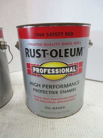 (2) One gallon cans of rust-oleum safety red paint - Albrecht Auction ...