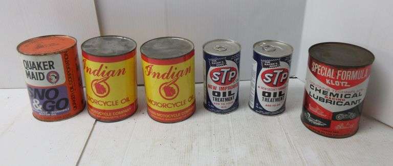 (6) Cans, all metal, includes: Klotz 1969, SNO & GO, STP 1971 Pat ...