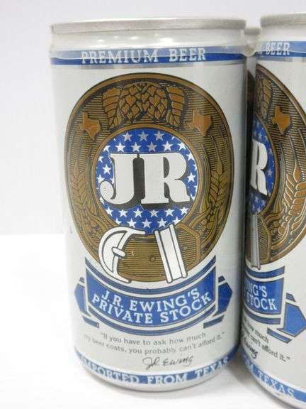 JR Beer 6-pack of cans with plastic ring intact, JR Ewing private stock ...