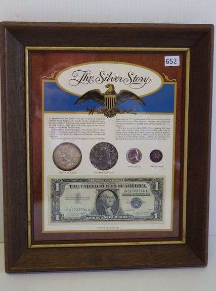 Framed "The Silver Story" set, includes: Silver war nickel, silver ...