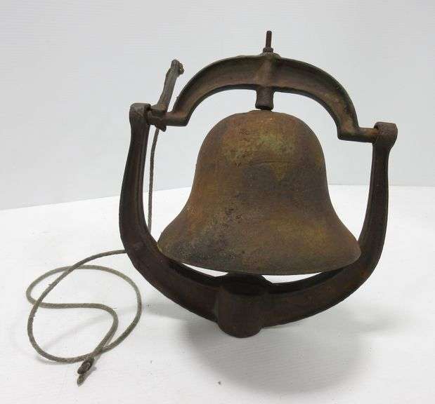 Old cast iron bell with bracket, 12"W, sounds great - Albrecht Auction ...
